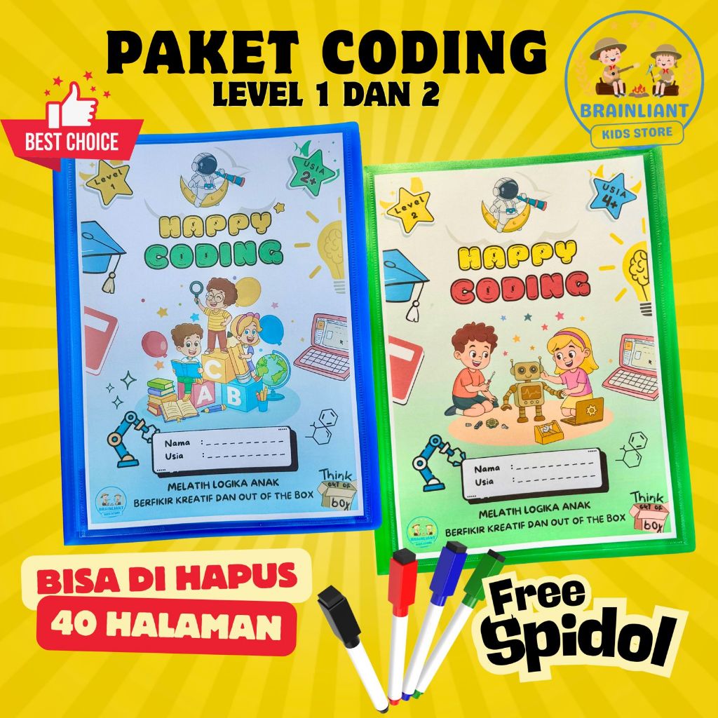 Jual BUKU CODING LEVEL [ 1 DAN 2 ] - PAKET BUNDLING Untuk Anak Usia 2-4 Tahun Berisi 40 Halaman ...