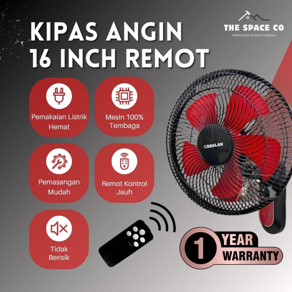Jual Kipas Dinding Remot 16 Inch Jumbo 5 Baling Hemat Daya Tidak ...