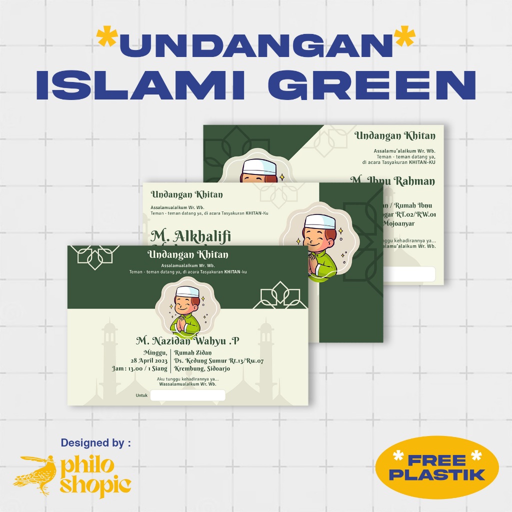 Jual UNDANGAN KHITAN ISLAMI GREEN / UNDANGAN ISLAMIC UNTUK ANAK ...