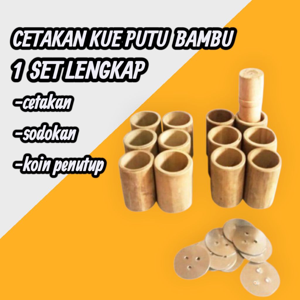 Jual 12 pcs cetakan kue putu bambu free sodokan kayu bisa bayar di ...