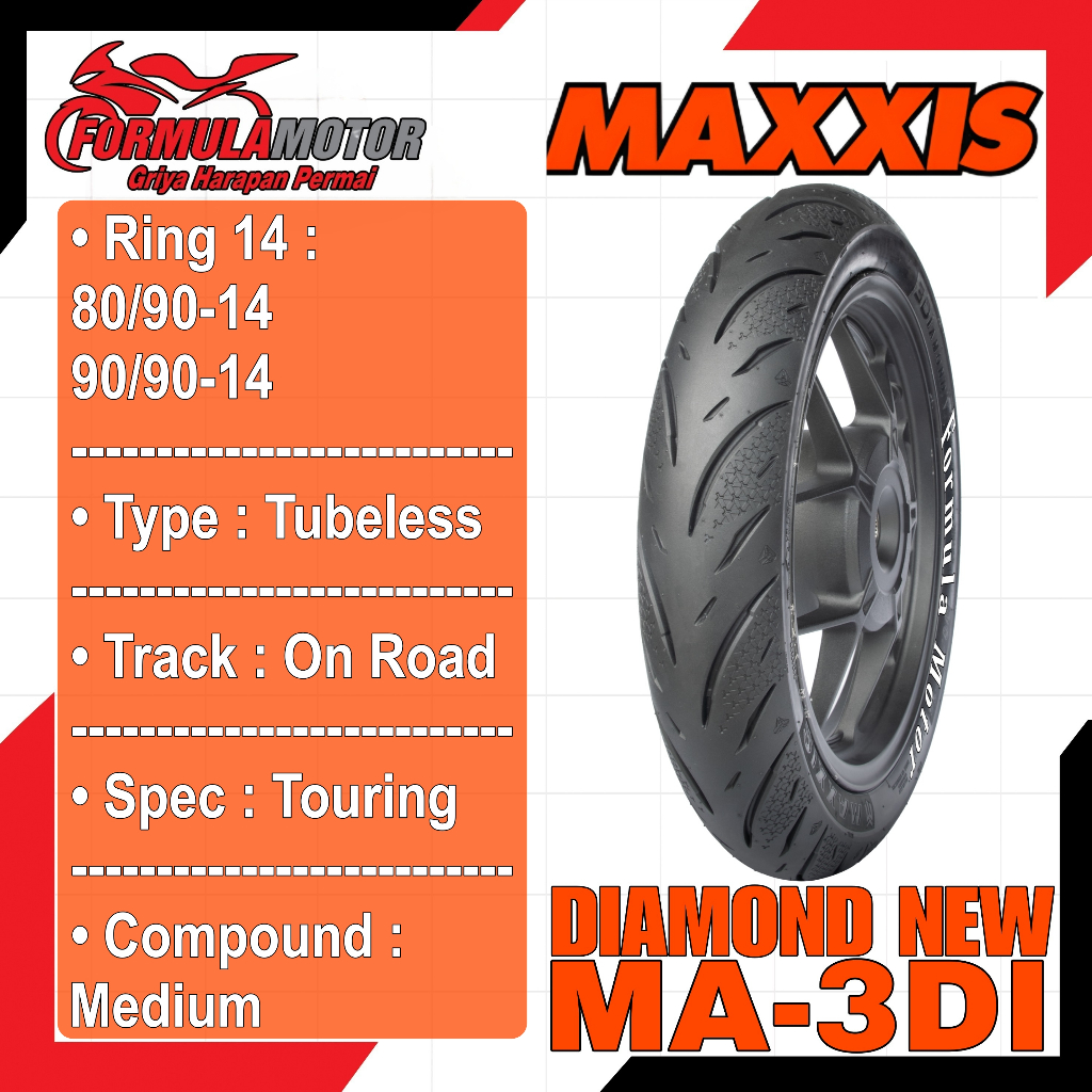 Jual Maxxis Diamond New MA-3DI Ring 14 Tubeless - Ban Tubles Motor ...