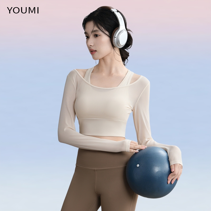 Jual YOUMI Baju Atasan Gym Olahraga Wanita Slimfit Crop Top Lengan ...