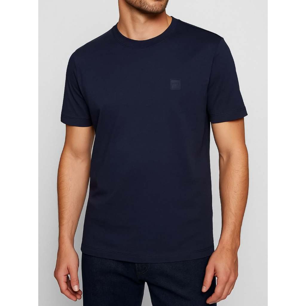 Jual BOS$ BY HB COTTON JERSEY SLIM FIT T-SHIRT WITH LOGO PATCH - NAVY ...
