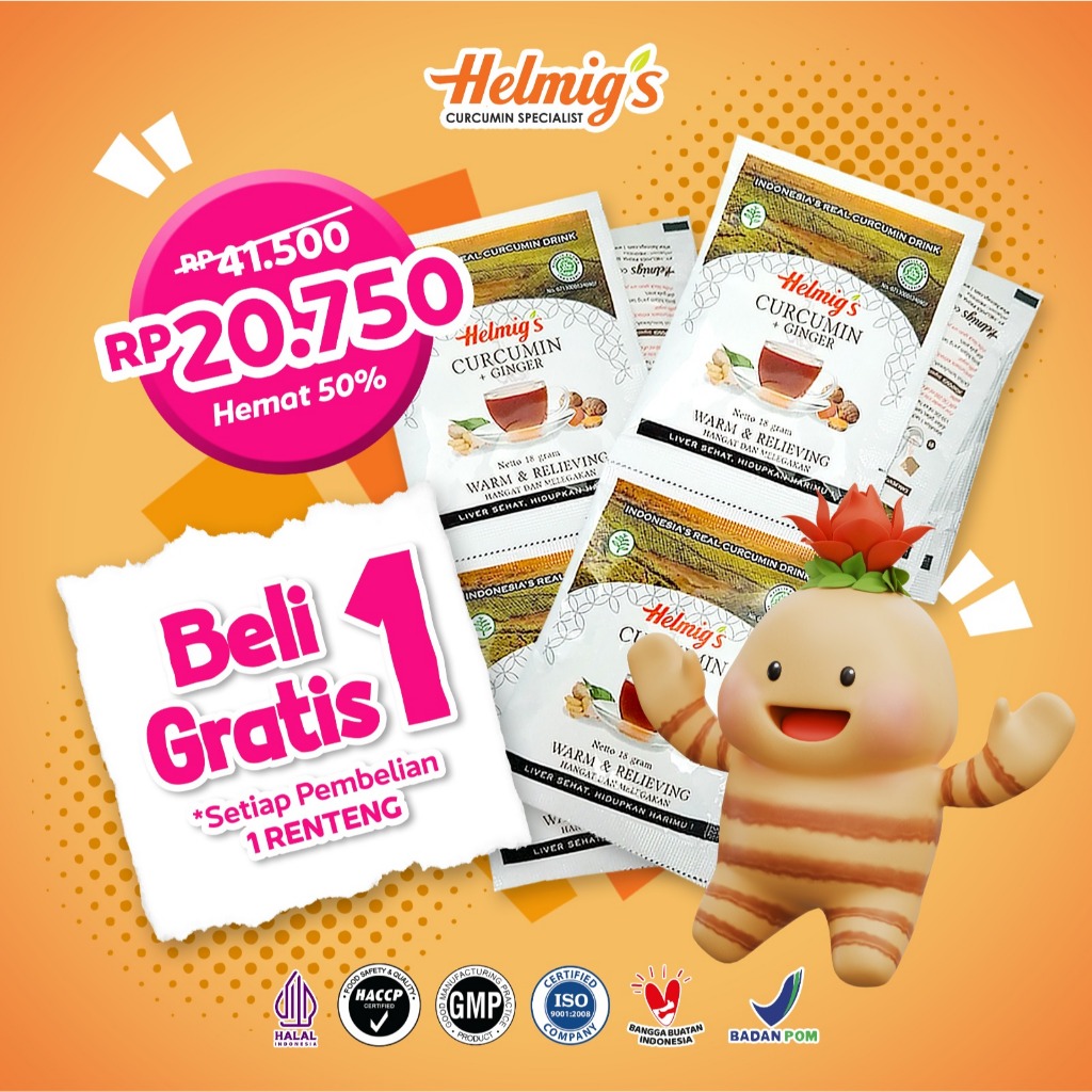 Jual HELMIG'S Curcumin Ginger Renteng Ekstrak Jahe Sachet PROMO BUY 1 ...
