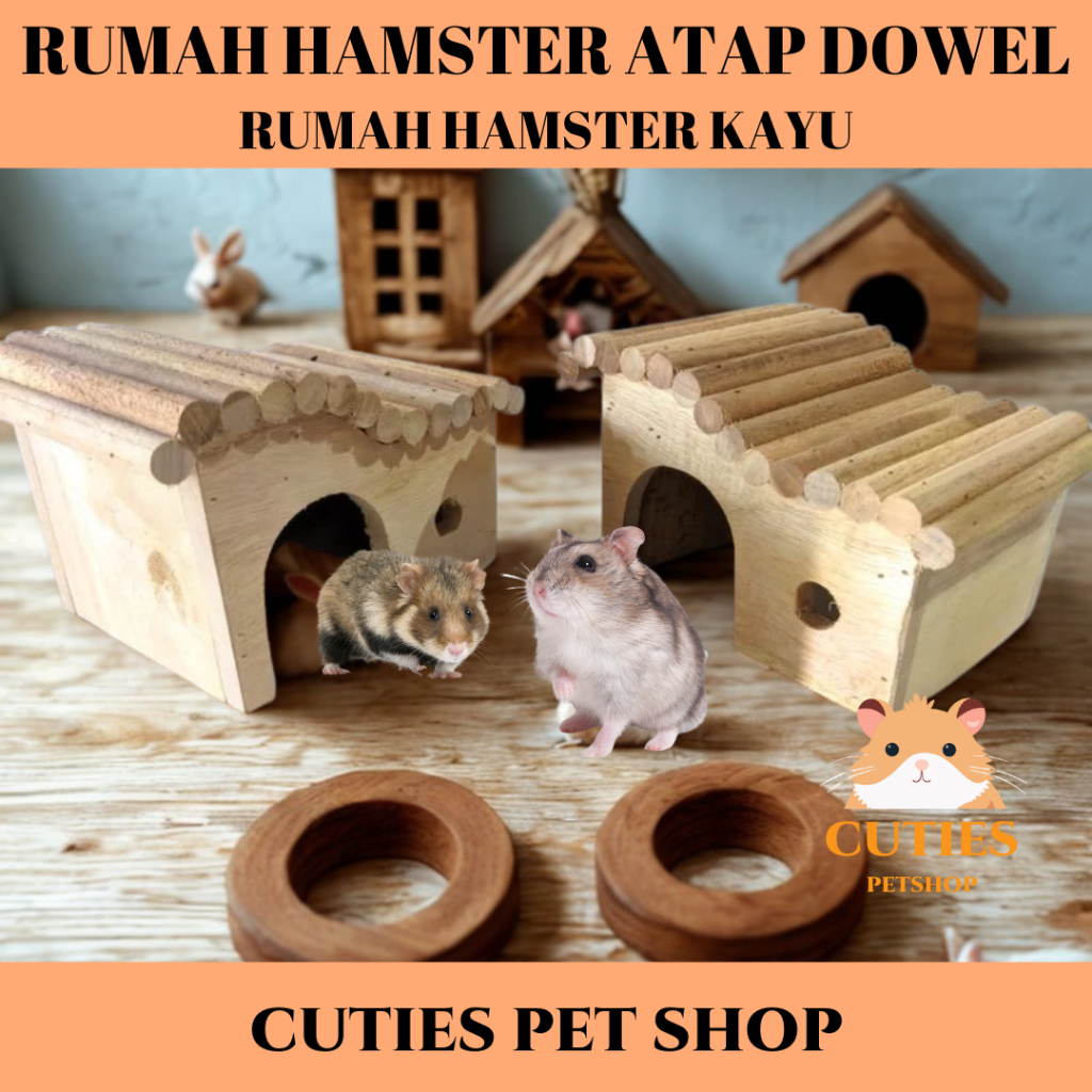 Jual RUMAH HAMSTER ATAP DOWEL / RUMAH HAMSTER KAYU UNIK / HAMSTER HOME ...