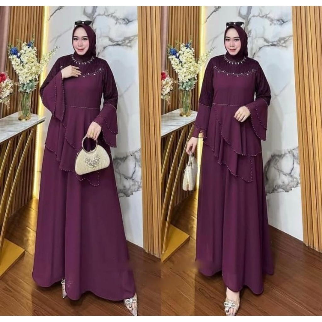 Jual Daraa Dress Maxi Gamis Mewah Elegan Terbaru 2026 Bahan Ceruty ...