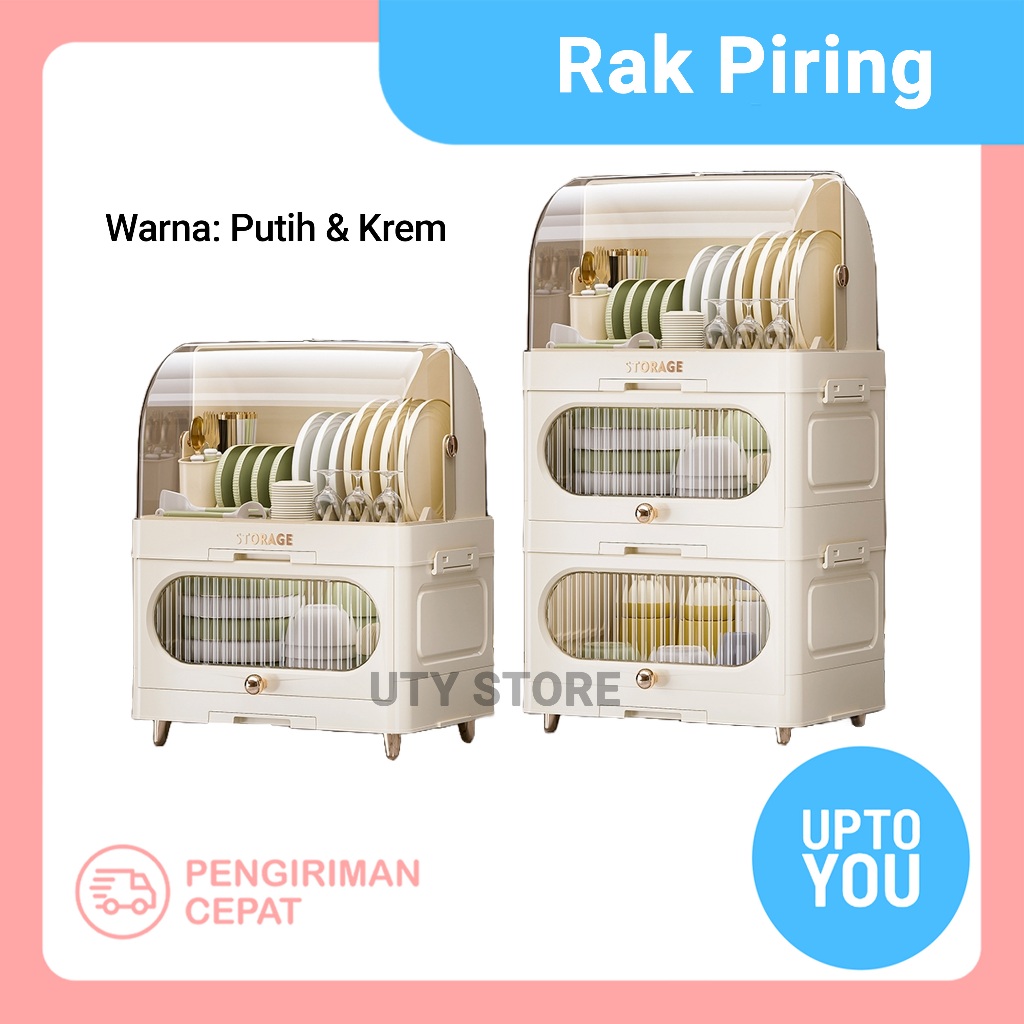 Jual UTY Rak Piring Plastik Tertutup Rak Pengering Piring Lipat Rak ...