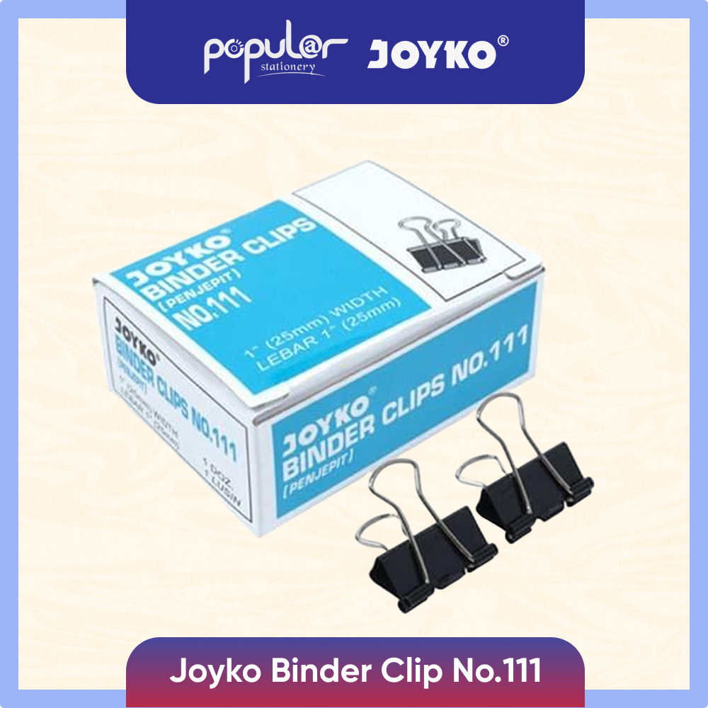 Jual [Isi 12] Klip Binder Clip Joyko 111 / Penjepit Kertas Klip Binder ...