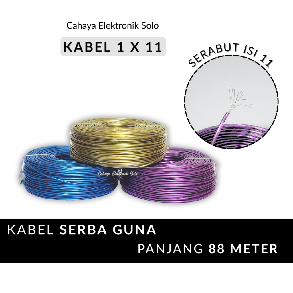 Jual Kabel 1x11 88 Meter Roll Serabut Tembaga 88m AWG Elektronik LED ...