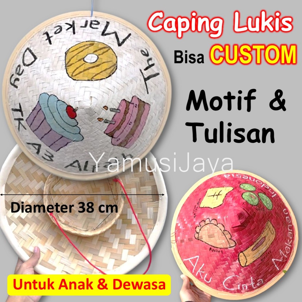Jual Caping Bambu - Topi Caping Lukis BISA CUSTOM Nama - Caping Petani ...