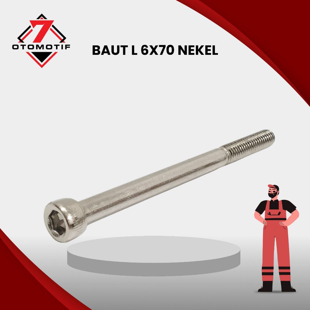 Jual Baut L M6x70 Kunci L5 Drat 10 Halus 6x70 M6 6mm Nekel | Shopee ...