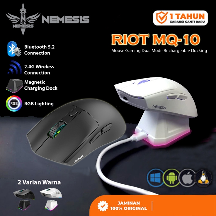 Jual NYK NEMESIS RIOT MQ10 DUAL-MODE With Charging Dock Wireless Gaming ...