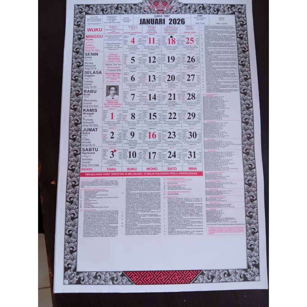 Jual Kalender gantung 2026 Saka Bali Nasional cek video guys 2026 ...
