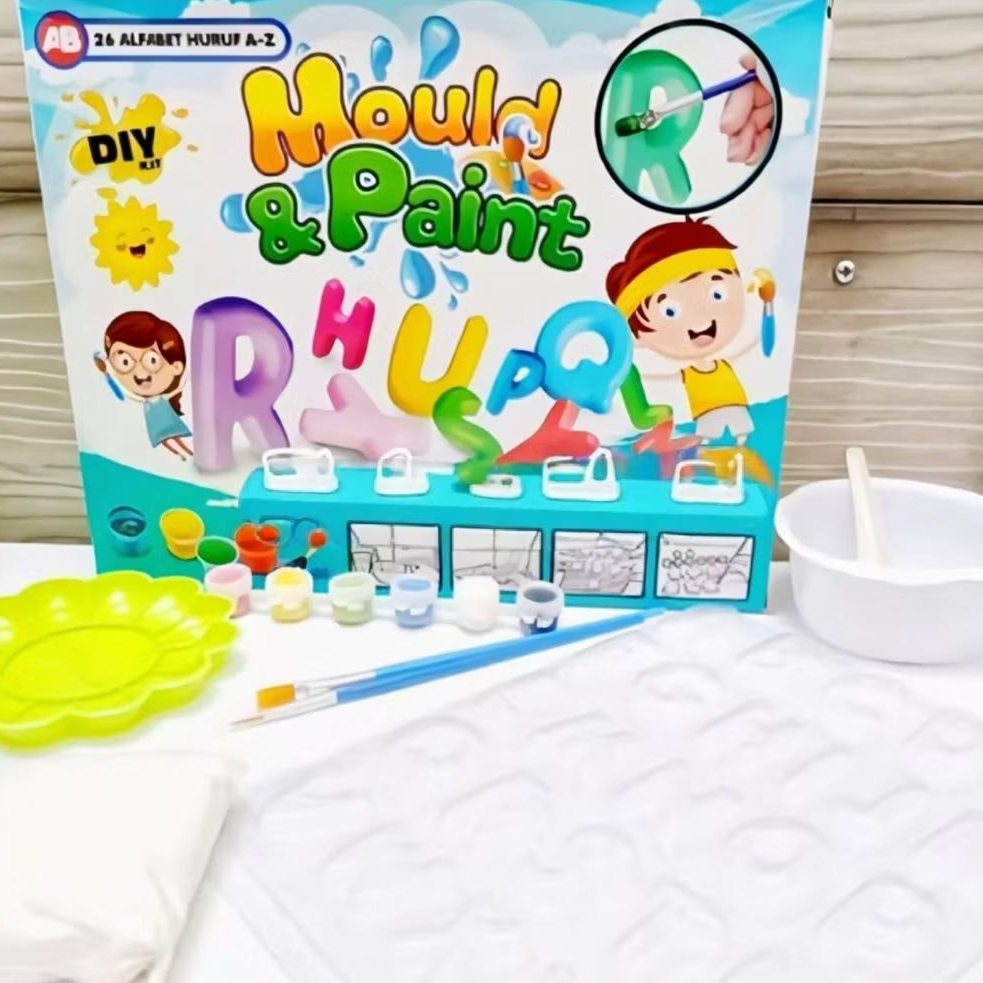 Jual Mainan Edukasi DIY Mould & Paint Alfabet Huruf A-Z, Mencetak dan ...