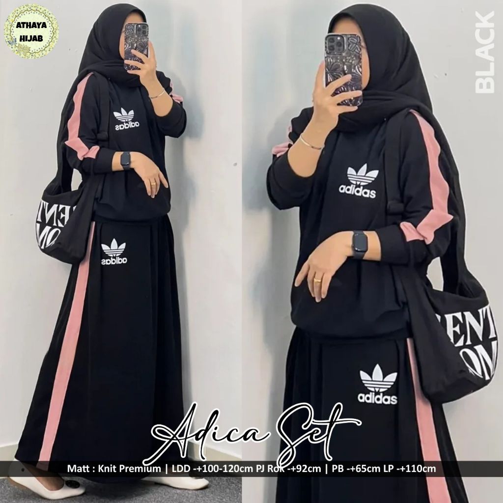 Jual Setelan Hijab Sporty Adica Set By Athaya Muslimah Kekinian Bahan ...