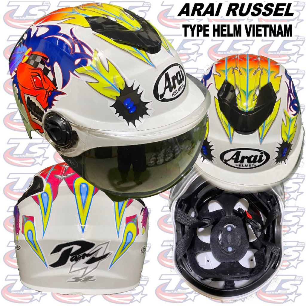 Jual helm motif arai helm copy arai motif russel | Shopee Indonesia