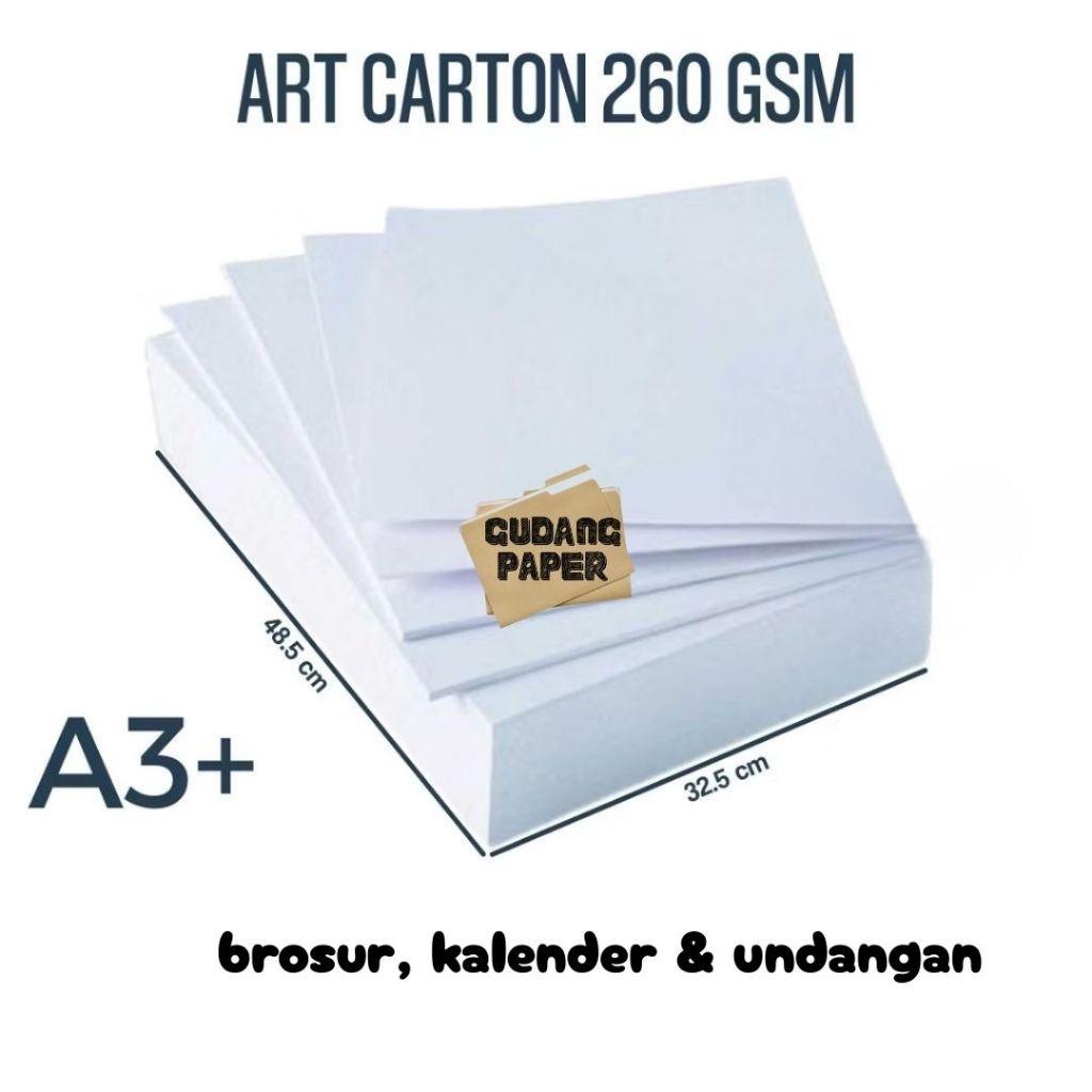 Jual Art Carton 260 gsm A3 PLUS isi 100 Lembar / Kertas Art Carton 260 ...