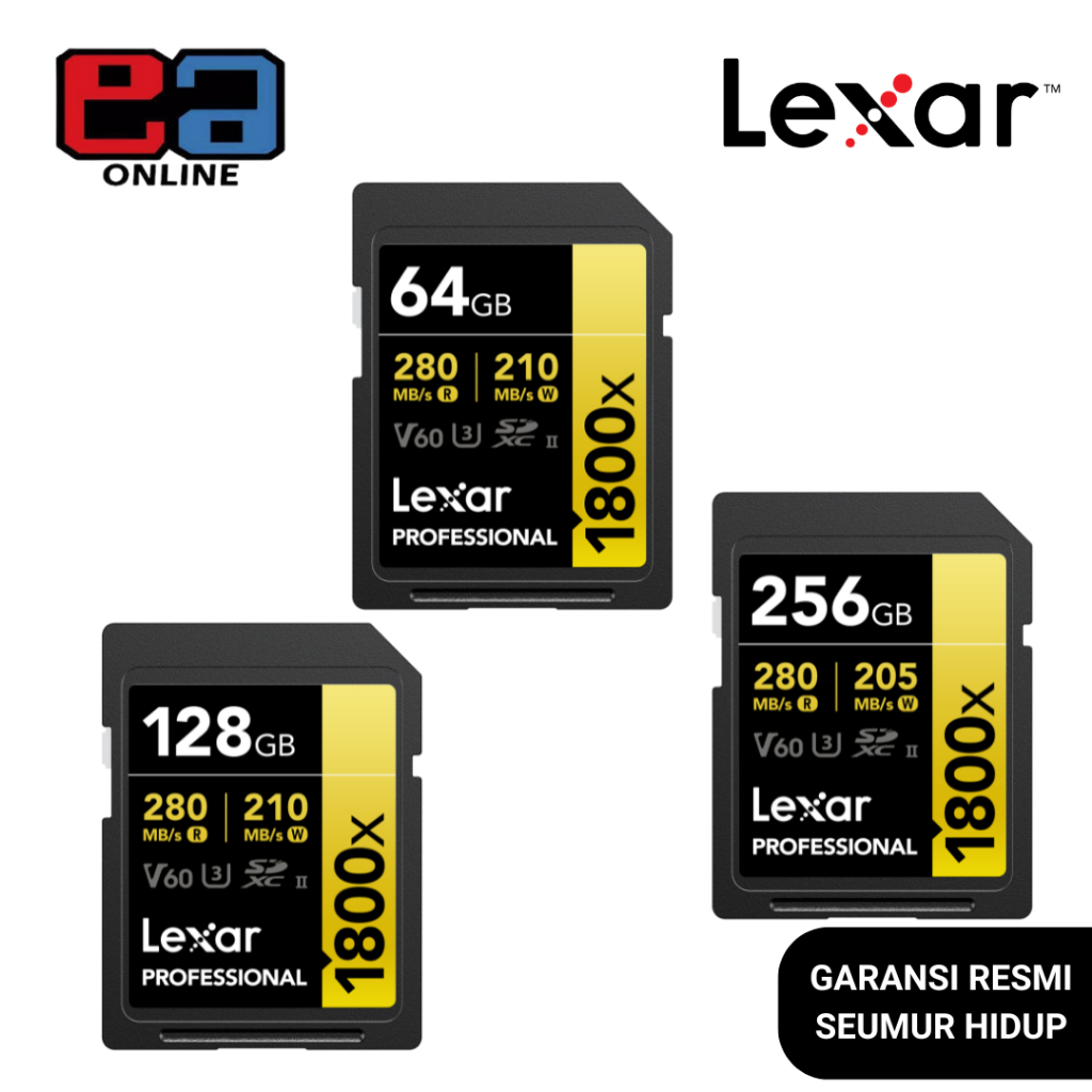 Jual Lexar Professional 1800x SDXC V60 UHS-II Up To 280MB/s - 64GB ...