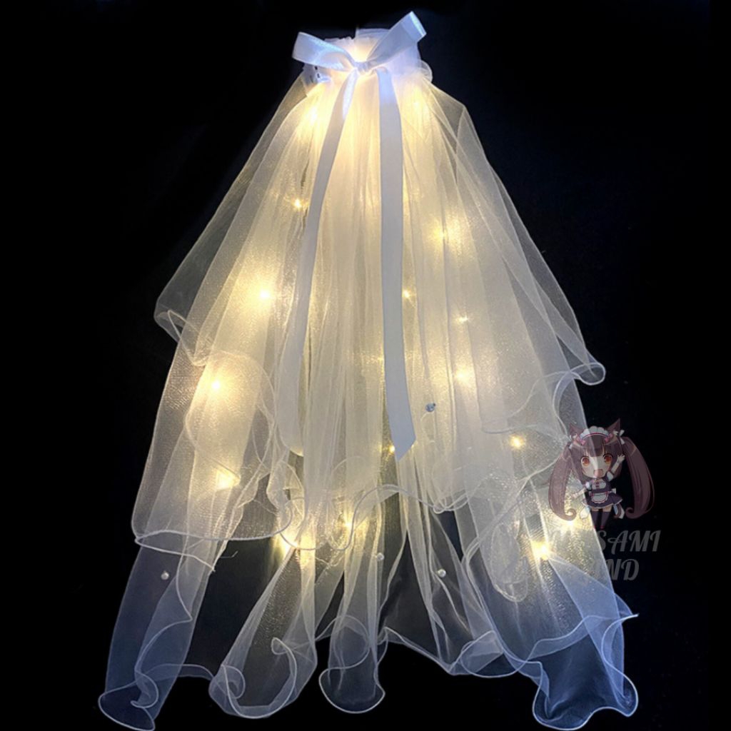 Jual Simple Wedding Veil LED / Bridal Veil Glow in The Dark / kain veil ...