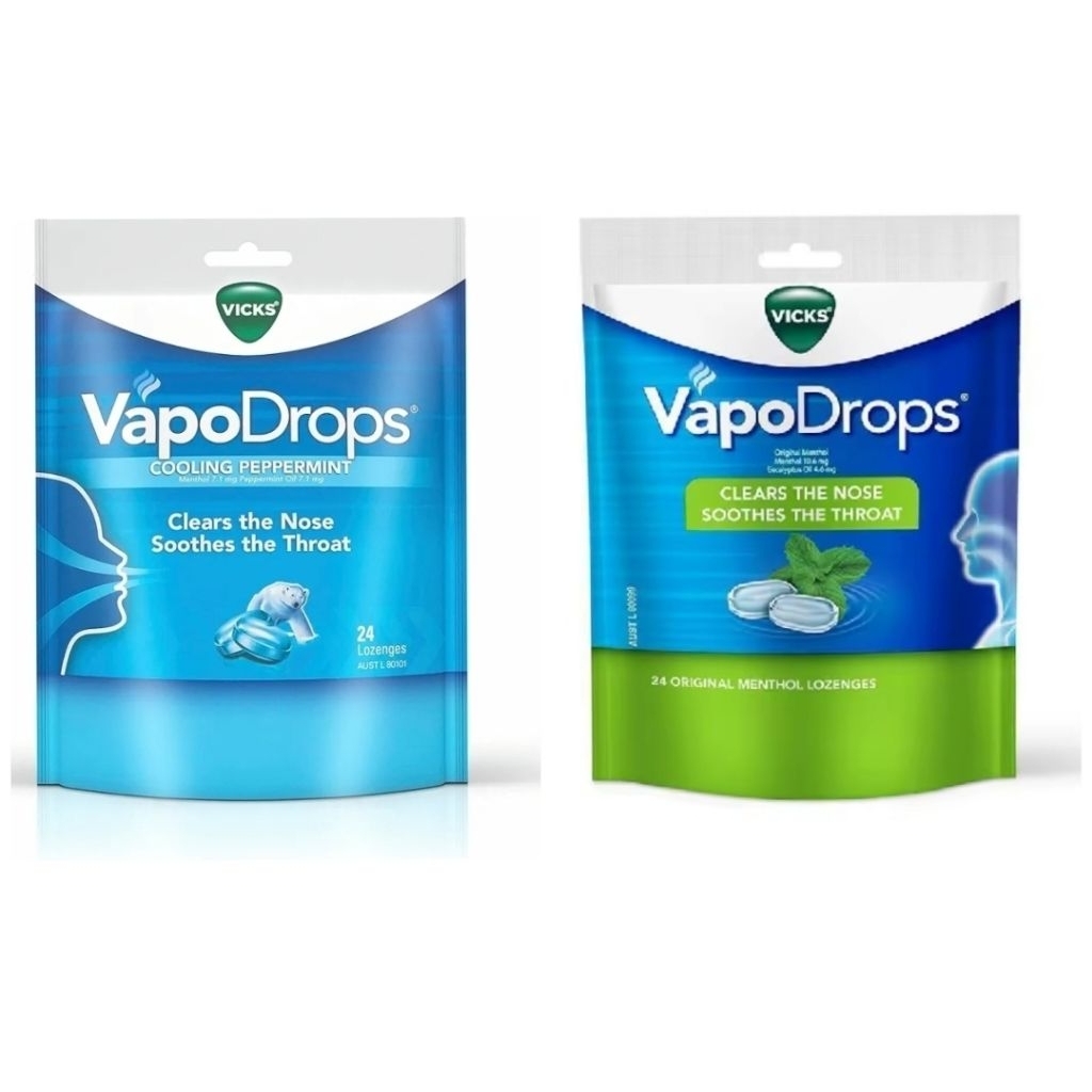 Jual Vicks VapoDrops Cooling Peppermint/Original Menthol 24 / 42 ...