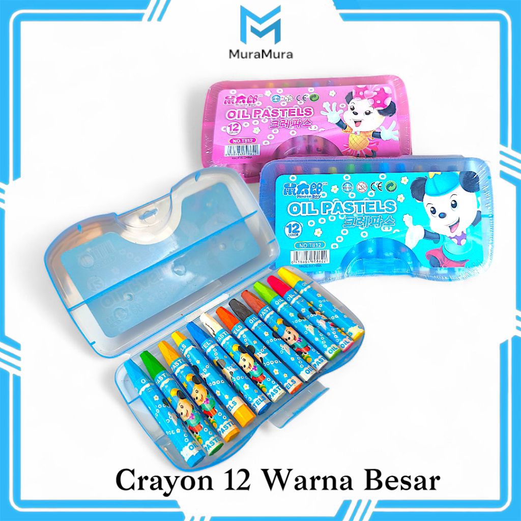 Jual CRAYON OIL PASTELS 12 WARNA BESAR KOTAK KARAKTER | Krayon Minyak ...