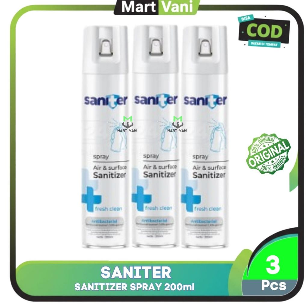 Jual PAKET 3PCS SANITER SPRAY 200ML AEROSOL AIR & SURFACE SANITIZER ...