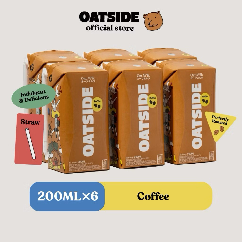 Jual OATSIDE Mini Straw Oat Milk Coffee 200ml (6pcs) | Shopee Indonesia