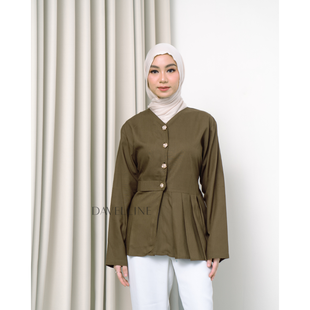 Jual Davelline - Ivana Blouse Variasi Tali Samping With Ruffle Bahan ...