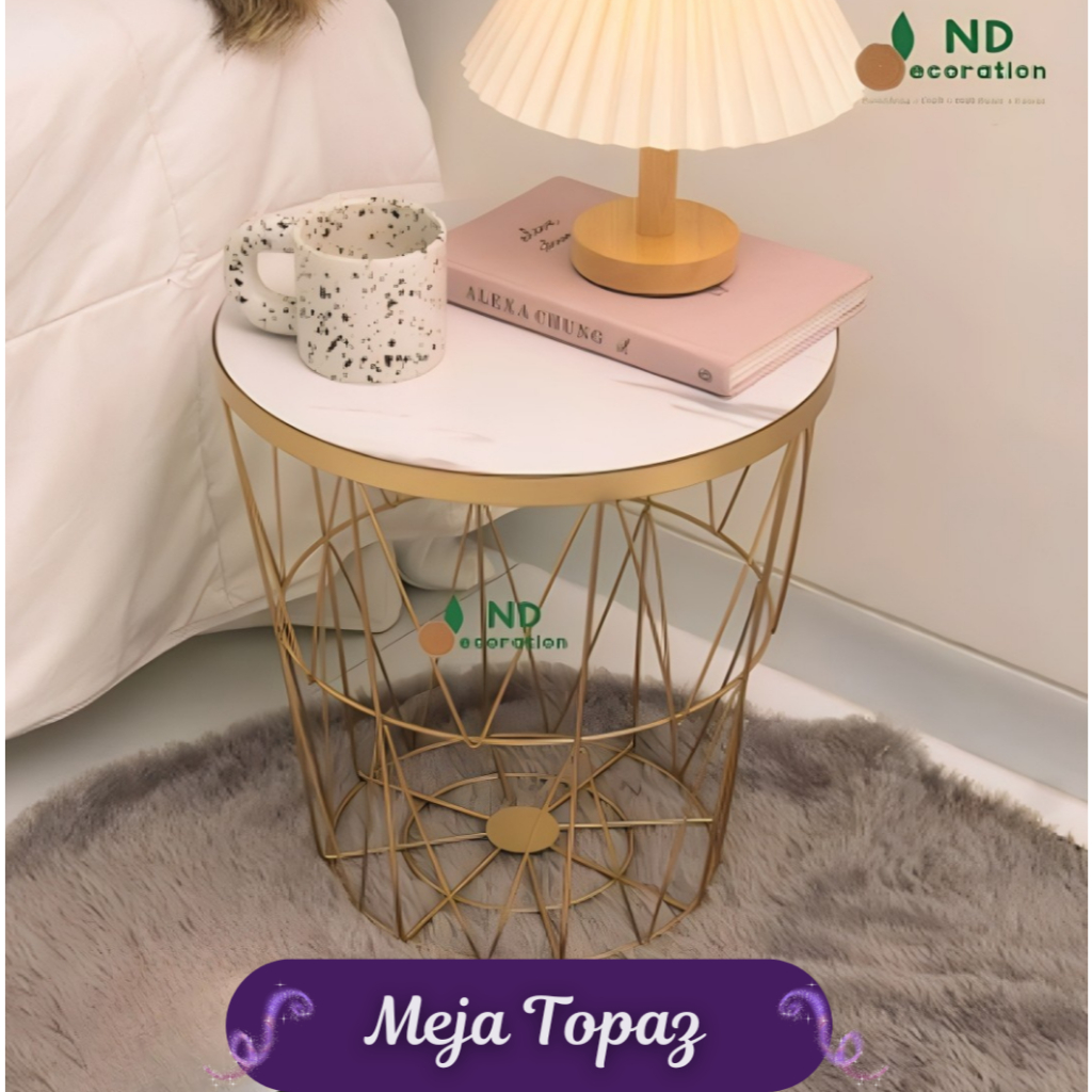 Jual Meja Topaz Meja Bulat Besi Kayu Minimalis Furnishing / Meja topaz ...