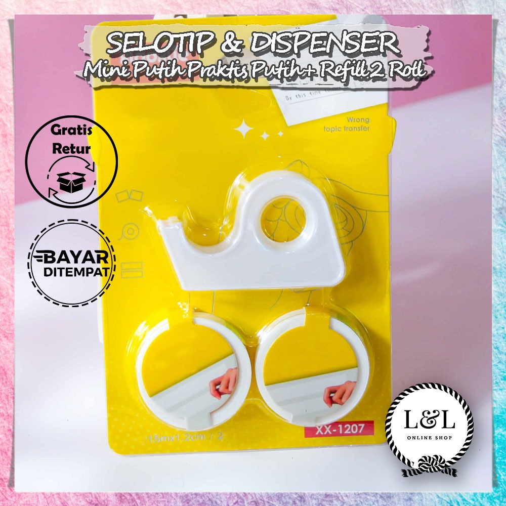 Jual Solatip Mini Set 2 Refill + Tape Cutter Dispenser Putih Set ...