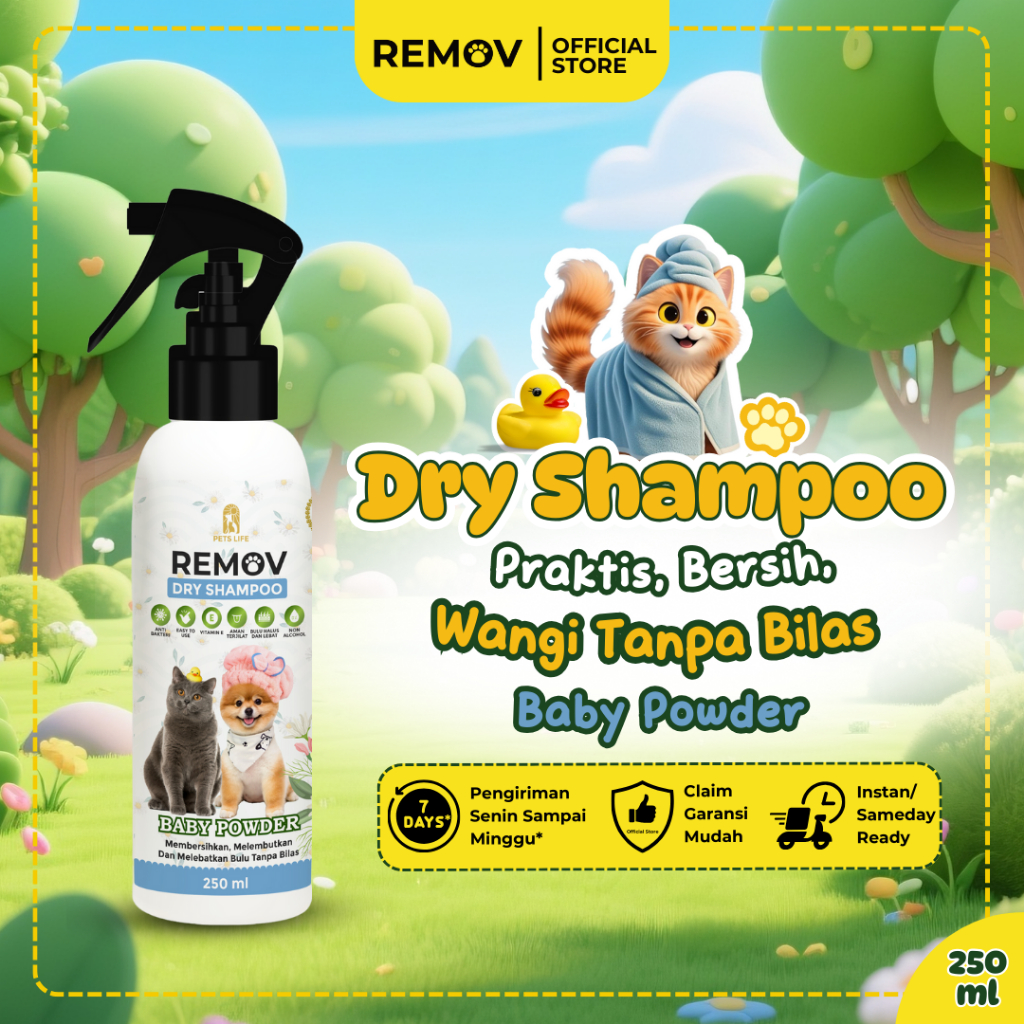 Jual Remov Dry Shampoo Baby Powder 250 Ml | Shopee Indonesia
