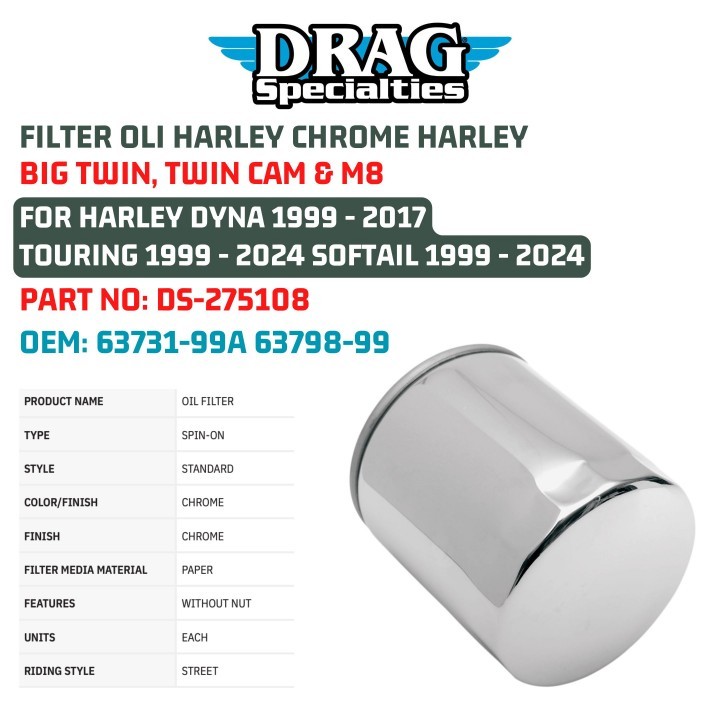 Jual FILTER OLI HARLEY CHROME BIG TWIN TWIN CAM & M8 FOR HARLEY DYNA ...