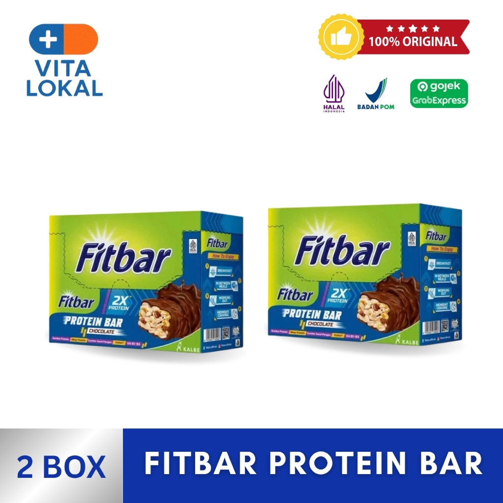 Jual Fitbar Protein Bar Chocolate 25 gr (2 Box isi 24 saset) Double ...