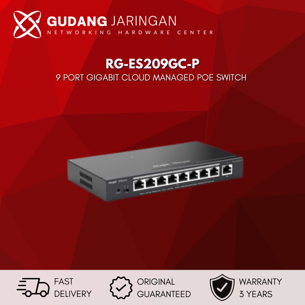 Jual RUIJIE REYEE RG-ES209GC-P 9 PORT GIGABIT CLOUD MANAGED POE+ SWITCH ...