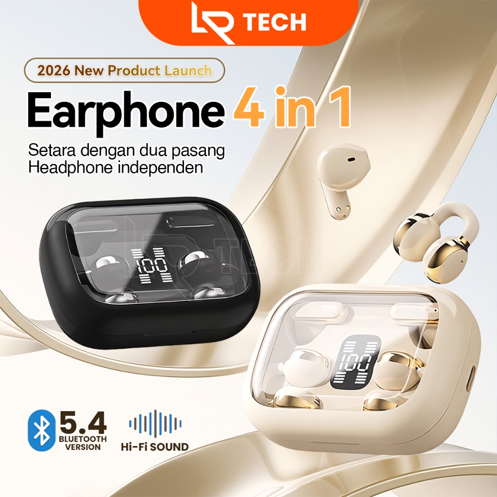 Jual LRTECH 2 in 1 Earphone Bluetooth 5.4 Wireless TWS Dual mode clip ...