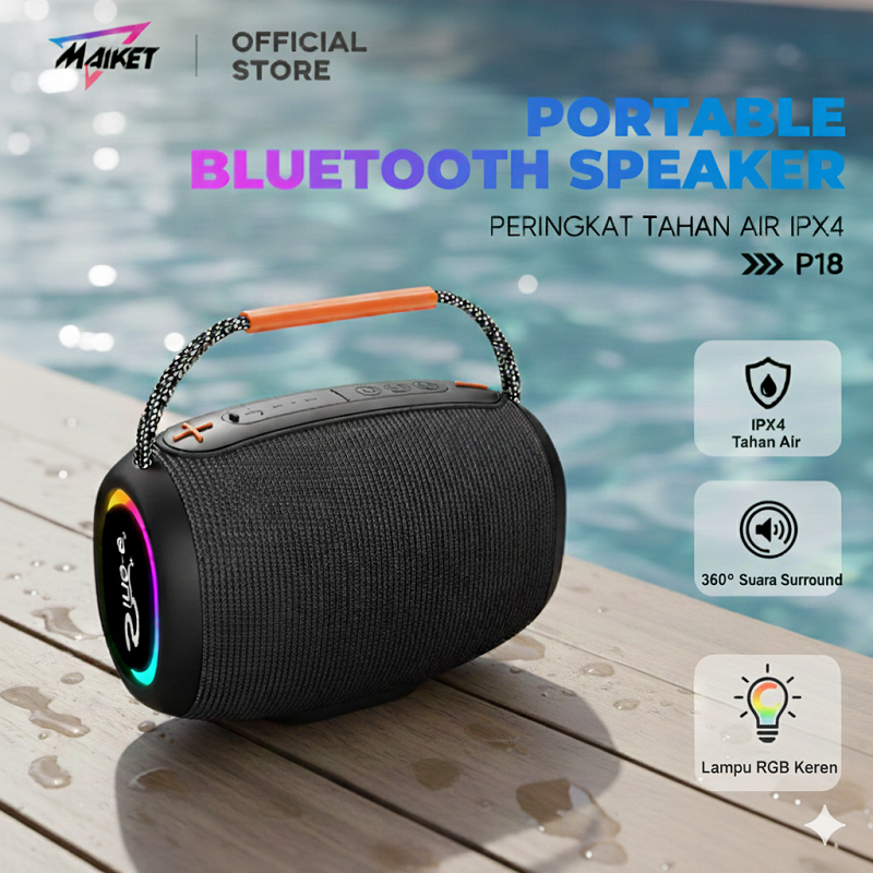 Jual MAIKET Speaker Bluetooth Portable Subwoofer Stereo Wireless ...
