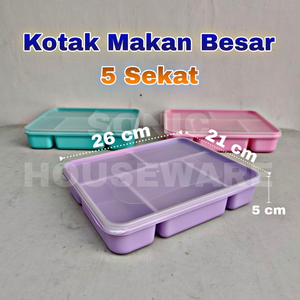 Jual Kotak Makan Dewasa Besar 5 Sekat 5 Lunch Box Tepak Ompreng Tempat ...