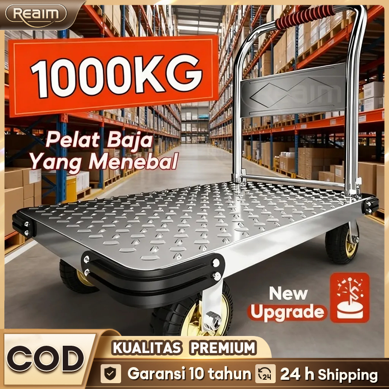 Jual Troli Barang Lipat troli lipat portable Besi 1000kg roda troli 4 ...