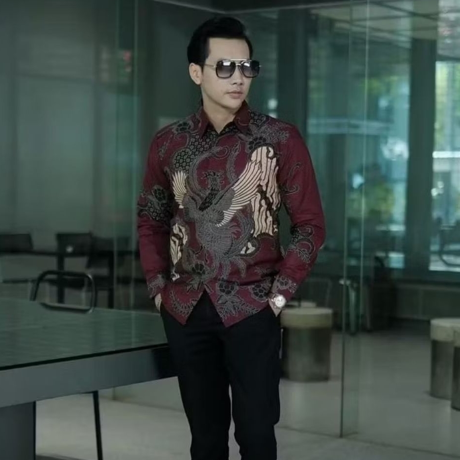 Jual BATIK BOLO DEWO Warna Bergundi Motif Peksi Langit Hem Atasan ...