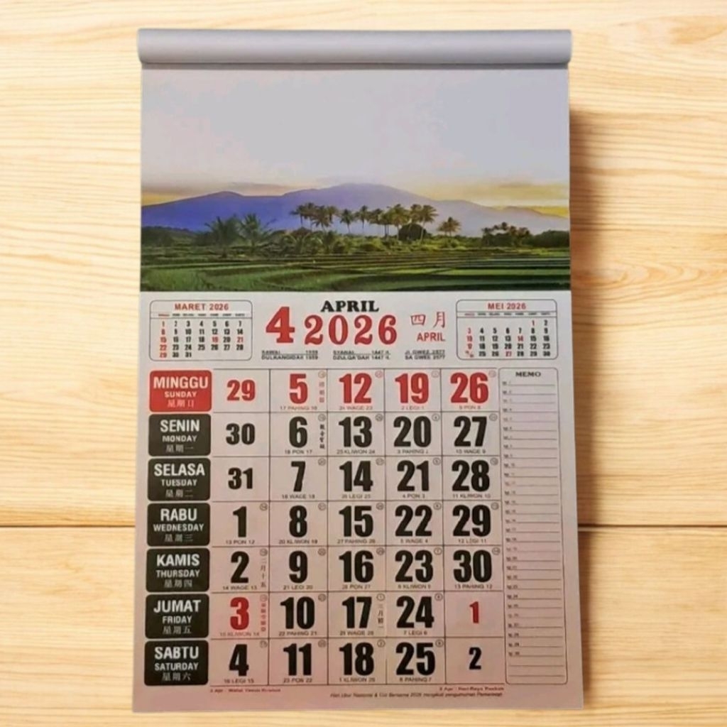 Jual Kalender Dinding Kerja Gambar Pemandangan dan Masjid 2026 | Shopee ...
