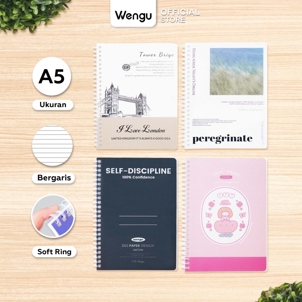 Jual [BARU] Buku Notebook A5 | 360° Soft Ring Isi 80 Lembar Bergaris ...
