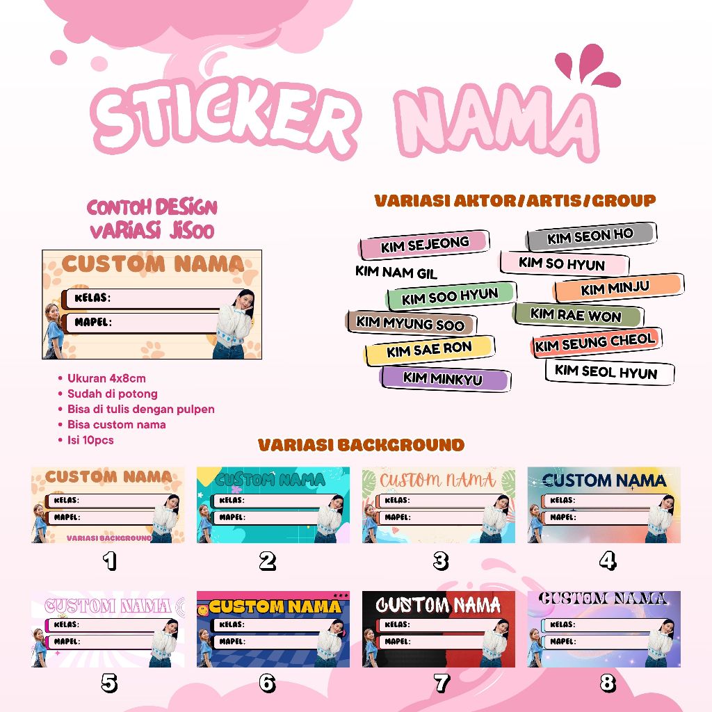 Jual 10PCS STICKER NAMA KPOP I DRAKOR I DRACIN I KIM MINJU I KIM MINKYU ...