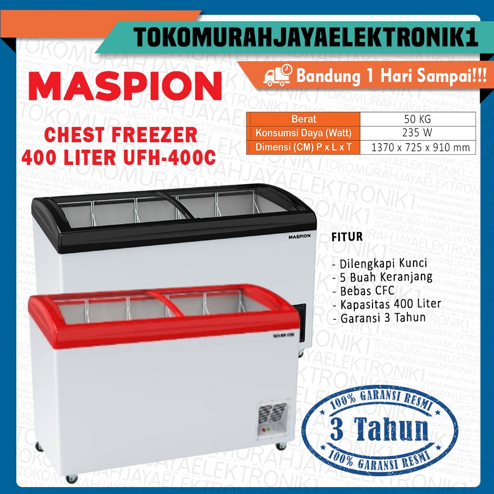 Jual Maspion Chest freezer 400 LITER UFH 400, UFH-200C, UFH-300C, UFH ...