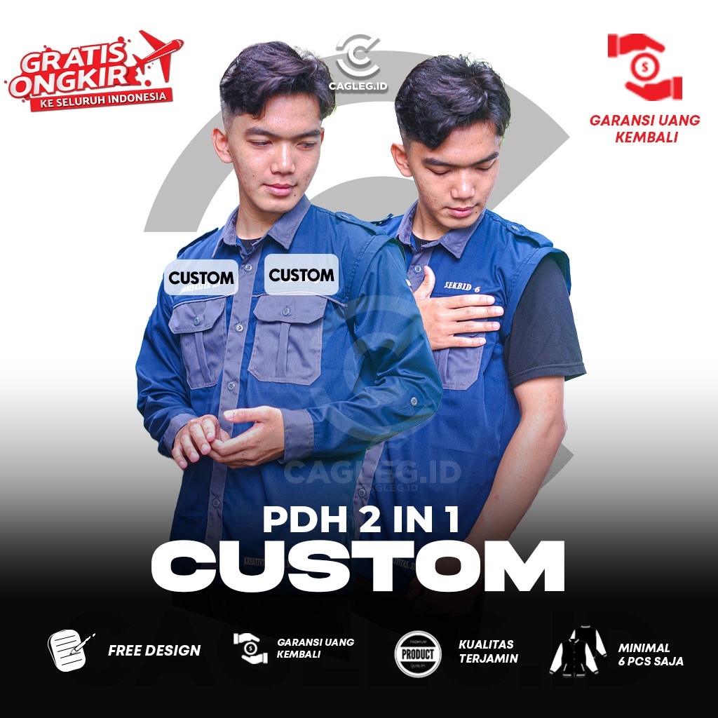Jual (MINIMAL 6 PCS) CUSTOM PDH 2 IN 1 (PDH+ROMPI) | Shopee Indonesia
