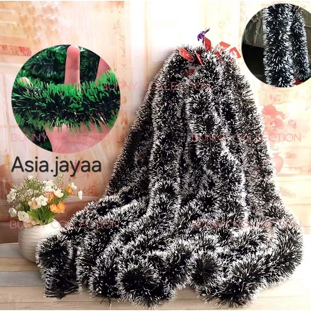 Jual Slinger Natal PREMIUM 2meter Garlan tinsel Hijau salju slinger ...