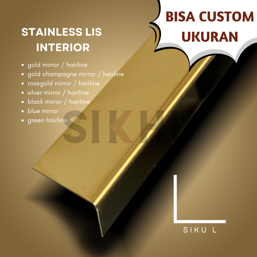 Jual LIST SIKU L GOLD MIRROR / HAIRLINE TEBAL 0.8MM PANJANG 3 METER ...