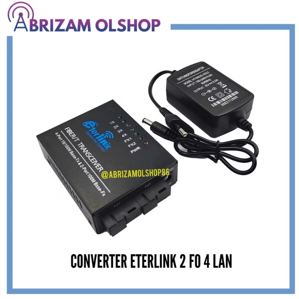 Jual HTB ETERLINK 2 FO 4 LAN + ADAPTOR 5V SUPORT POE | Shopee Indonesia