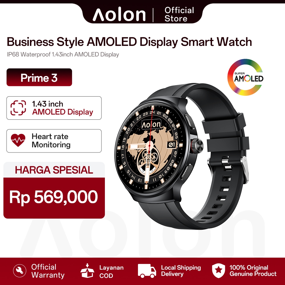 Jual Aolon 2025 New Prime 3 Smartwatch Amoled AOD Jam Tangan Pria ...
