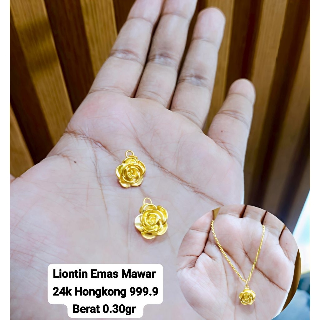 Jual Liontin Emas Asli Bunga Mawar 24K Hongkong 999% | Shopee Indonesia