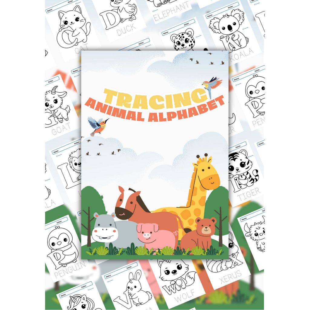 Jual Worksheet Hewan ABC - Tracing Alphabet 26 Halaman | Shopee Indonesia